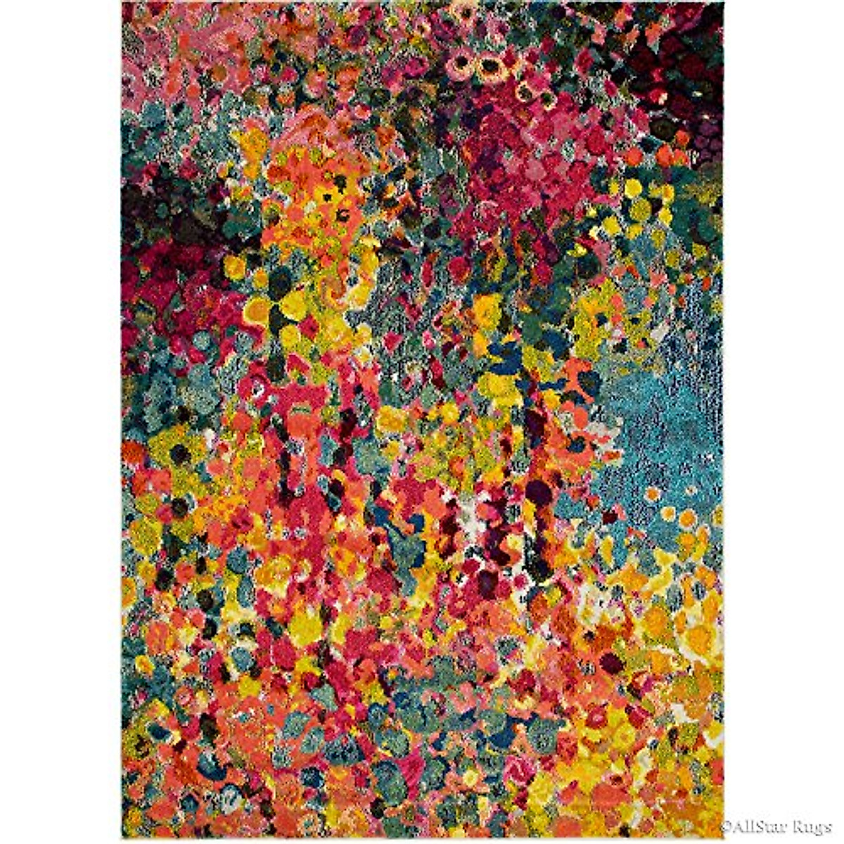 Allstar Multi Color High-Density Soft Geometric Abstract Splatter Designed Area Rug (5' 0" x 7' 0")