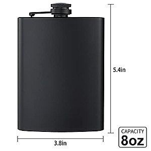 Hip Flasks for Liquor for Men Women 1 pcs 8OZ Matte Black Stainless Steel Flask with 1 pcs Funnels for Wedding Party Groomsman Bridesmaid Birthdays Gift