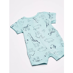 Simple Joys by Carter's Baby 3-Pack Snap-up Rompers, Aqua Blue Forest Animals/Grey Mini Stripe/White, 0-3 Months