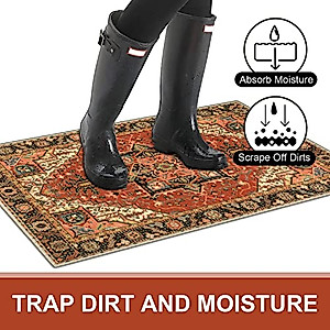 Collive Indoor Door Mat Retro Floor Mat, Non Slip Washable Doormat Quickly Absorb Welcome Mats Low Pile Door Mats Inside Entryway Carpet Front Door Rug for Entrance - 24" x 36"