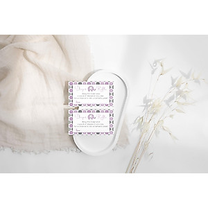 Purple Elephant Diaper Raffle Tickets, Girls Baby Shower Games for Prizes, Baby Shower Diaper Raffle Invitation Insert Cards, 25 Pack