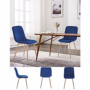Springfavor Blue Velvet Dining Chairs Set of 4 Kitchen & Dining Room Chairs with Sturdy Metal Legs Upholstered Mid Century Modern Dining Chairs for Living Room/Kitchen/Bedroom