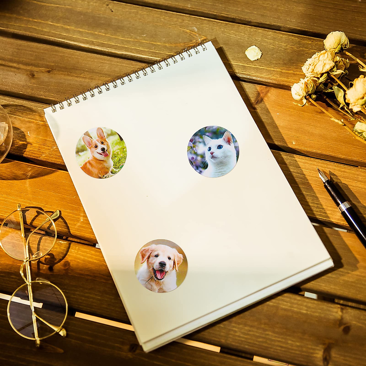 BENBO 1500 Pcs Zoo Animal Stickers, 1 Inch Cute Puppy Stickers Rolls Dog Cat Stickers Realistic Cute Kitten Labels for Party Favor Holiday Envelope Seal Scrapbooking Stickers Classroom Reward Stickers