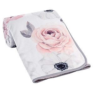 Lambs & Ivy Floral Garden Watercolor Floral Pink Ultra Soft Baby Blanket