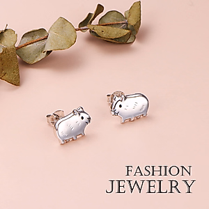 Yearace 925 Sterling Silver Cute Animal Hamster Pet Gerbil Guinea Pig Stud Earrings for Women Daughter Birthday