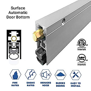 Surface Automatic/Fire Rated/Heavy Duty Door Bottom with Closed Cell Rubber Extrusion (7563CA), SMS #8 x 1-1/2'' Supplied, (29/32'' W x 1-29/32'' H x 48'' L)
