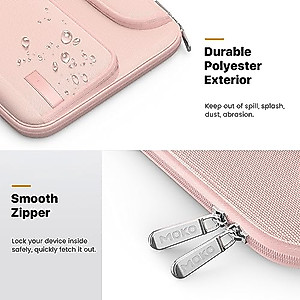 MoKo 12.9 Inch Laptop Sleeve Case Fits iPad Pro 12.9 M2 2022/2021/2020, Galaxy Tab S9+ 12.4 2023, Surface Laptop Go 12.4, Waterproof Polyester Bag with Double Pockets, Retractable Handle, Pink