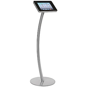 iPad Kiosk Display Stand for Floor, Curved Post, Rotating and Tilting, Locking Enclosure - iPad 2, 3, 4 and Air, Hidden Home Button