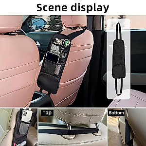 Kewucn 2 PCS Car Seat Side Organizer, Auto Front Seat Storage Hanging Bag, Multifunctional Vehicle Mesh Pocket Hold for Phone, Wallet, Glasses, Universal Accessories for Most Car(Black)