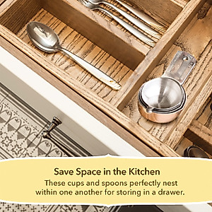 Measuring Cups and Spoons Set of 12 Stainless Steel for Cooking & Baking