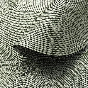 AHHFSMEI Round Braided Placemats 15 Inch Round Table Mats for Dining Tables Woven Heat Resistant Place mats Set of 6 (Fog Green)