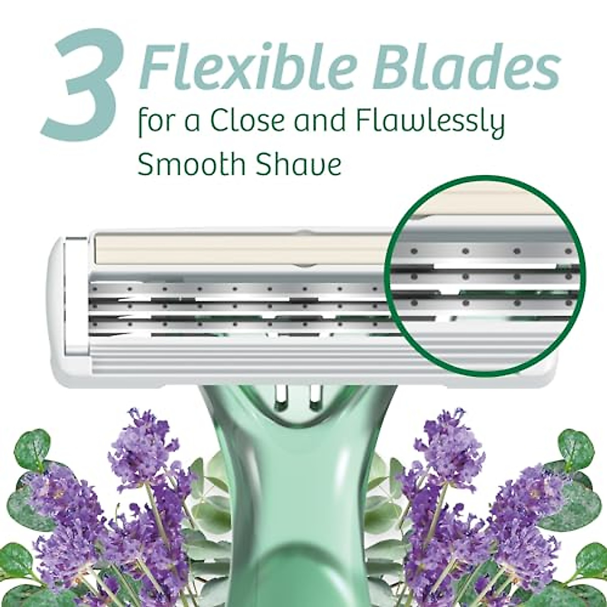 BIC Soleil Escape Women's Disposable Razor 3 Blade Set, Moisture Strip With Almond Oil, Lavender and Eucalyptus Scented Handles, Includes Bonus Caramel Apple, 8 Razors