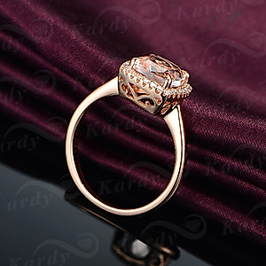 Kardy Fine Gemstone Morganite Fashion Diamond Solid 14K Rose Gold Promise for Women Wedding Engagement Ring Set