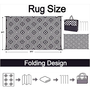 Outdoor Plastic Straw Rug, 5x7 Outdoor Rug,RV Rug,Reversible mats, Large Floor Mat and Rug for RV, Patio, Backyard, Deck, Picnic, Beach, Trailer, Camping