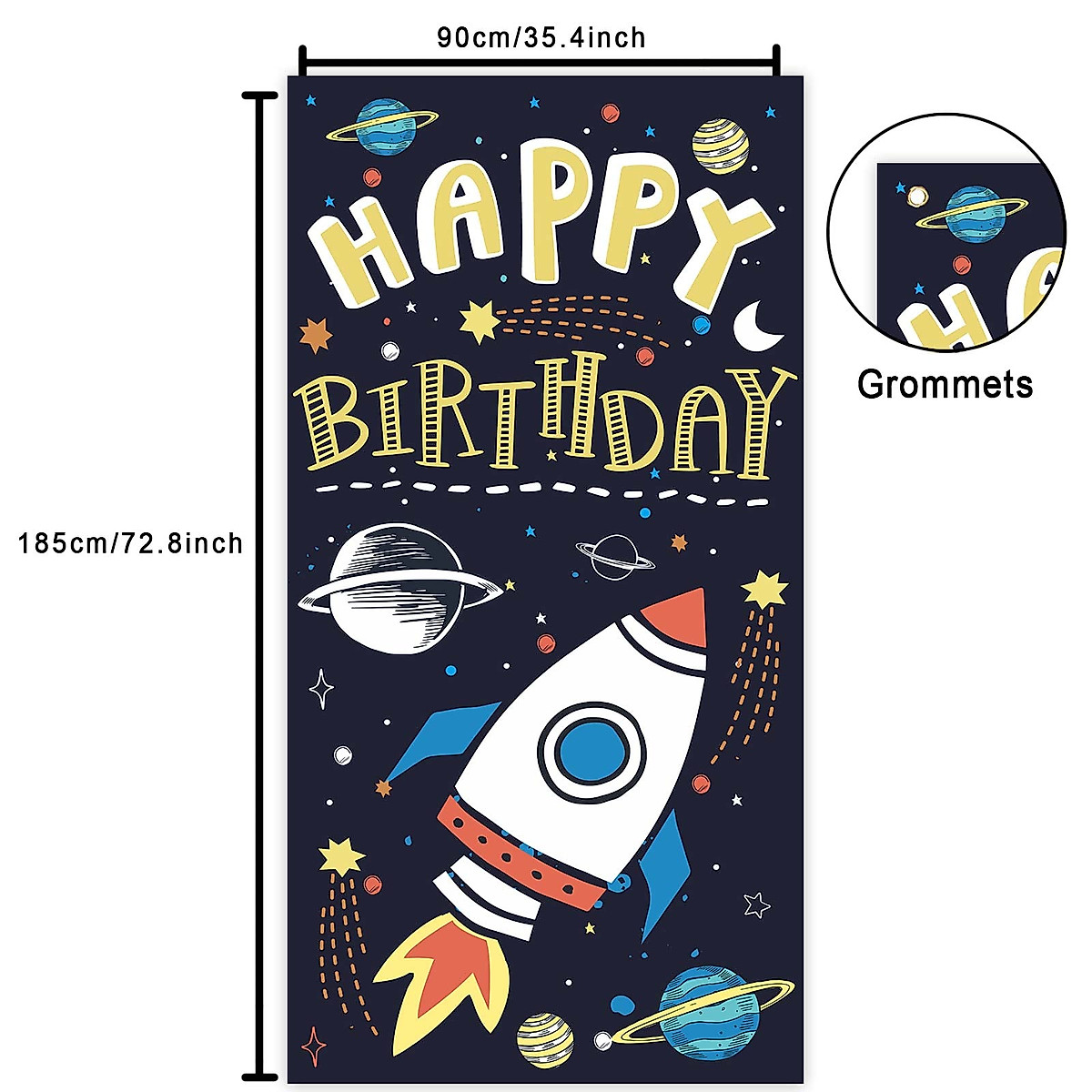 Outer Space Banner Blast Off Rocket Spaceship Galaxy Planet Astronaut Theme Decor for Decorations Boy Girl 1st Birthday Party Baby Shower Galaxy Planet Party Backdrop Outer Space Party Supplies