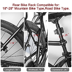 Dirza Bike Cargo Rack - Rear Rack with Fender - Quick Release - Adjustable - Aluminum Alloy 115 lbs Capacity - Black