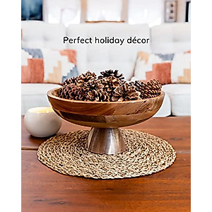 MOXY BARE Wooden Fruit Bowl for Kitchen Counter | Wood Bowl for Décor | Decorative Pedestal Bowl for Dinning Table Centerpiece | Wood Bowl for Coffee Table & Holiday Décor | Acacia Wood