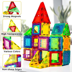 Batlofty 178 PCs Magnet Building Tiles 3D Magnetic Building Blocks for Kids, Toddlers Age 3+, Children's Toy with Car Sets