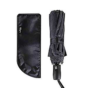 LeRain Auto Windproof Travel Umbrella - Compact, Lightweight, and Portable - Strong Umbrella for Wind and Rain - Non-Rebound umbrella Retracting Device for Men and Women - Upgraded for 2023 (Black)