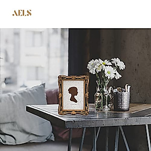 AELS 5x7 Inch Vintage Picture Frame, Elegant Antique Photo Frames with Glass Front, Photo Display, Tabletop Wall Hanging, Gift Ideas, Gold and Black