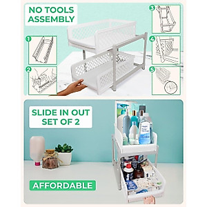 Skywin Drawer Storage 2 Tier Sliding Cabinet Pull Out Organizer | Bathroom Organizer | Under Sink Organizers and Storage | Cabinet Organizers and Storage