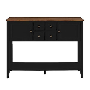 GOOD & GRACIOUS Buffet Sideboard Console Cabinet Narrow Wooden Kitchen Sideboard Table with Bottom Shelf and Storage Drawers Black