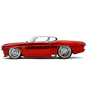 1971 Chevy Chevelle SS Candy Red with White Top, White Stripes and White Interior Bigtime Muscle Series 1/24 Diecast Model Car by Jada 35020