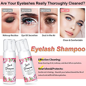 Guifizeiom Lash Shampoo for Lash Extensions, Eyelash Extension Cleanser Cleaning Kit Tech Supplies, USB Fan Nano Mister Makeup Remover Pad Wash Bottle Eyelash Aftercare Bag