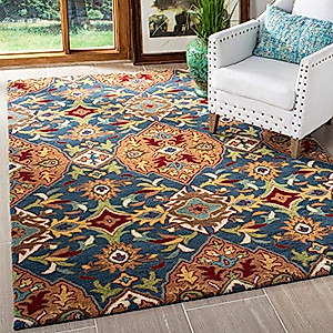 SAFAVIEH Heritage Collection 8' x 10' Camel / Blue HG653A Handmade Traditional Oriental Premium Wool Area Rug