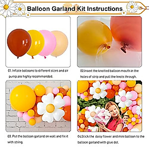 Daisy Balloon Garland Arch Kit Macaron Pink Nude Lemon Yellow White Heart Balloons with Flower Clips for Boho Daisy Birthday Baby Shower Wedding Decorations Groovy Party Supplies