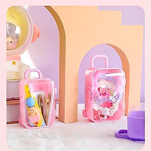 BaaSid 4PCS Mini Plastic Travel Suitcase Candy Box Suit for Doll Wedding Party Decoration,Doll Suitcase, Mini Luggage,suitcase Gift Box
