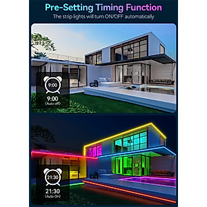 Skzlibry 91FT IP67 RGB+IC Outdoor Led Strip Lights Waterproof Led Light Strips with RF Remote &Bluetooth Music Sync App Control,Color Changing (RGB+IC, 560LED)