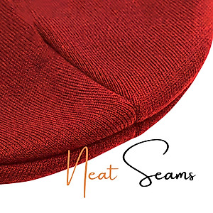 lycycse Womens Beanies for Winter Cuffed Beanie Hats with Smile Face Patch Knit Acrylic Slouchy Beanie Ski Hat Warm Skull Cap Red