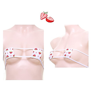 SINGUYUN Sexy Strawberry Lingerie Micro Bikini Japanese Anime Cosplay Swimsuit Thong Pajama Set (316White Red)