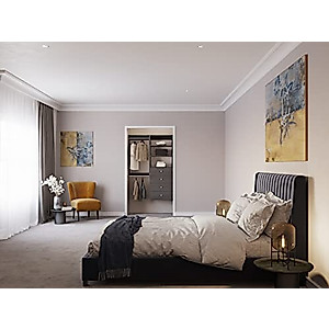 Closet Kit with Hanging Rods, Shelves & Drawers - Corner Closet System - Closet Shelves - Closet Organizers and Storage Shelves (Grey, 54 inches Wide) Closet Shelving