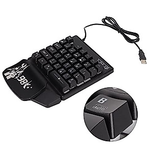 Mini Gaming Keyboard, One Handed Keyboard 35 Keys Ergonomic Design Driver Free for Esports Game for Computer