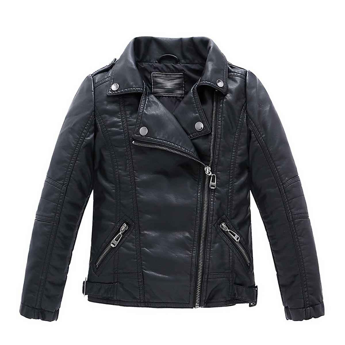 LJYH Children Collar Motorcycle Faux Leather Coats Kids Bomber PU Soft Leather Jackets 5/6yrs
