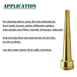 KOMANDE 6" Garden Water Hose Nozzle for Yard - Heavy Duty Solid Brass PowerBlast Super Sweeper High Pressure 3/4 Inch GHT Thread Inlet - for Cleaning Driveway, Pool, Kennel and Car