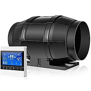 iPower 6 Inch 324 CFM Inline Duct Fan with Speed Humidity Temperature Controller for Grow Tent Ventilation