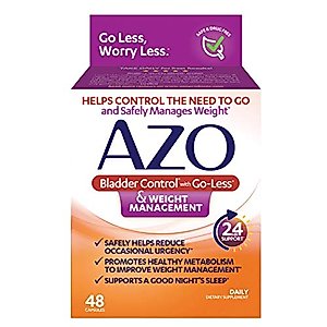 AZO Bladder Control with Go-Less® & Weight Management Dietary Supplement | Helps Reduce Occasional Urgency* | Promotes Healthy Metabolism* | Supports a Good Night’s Sleep* | 48 Capsules