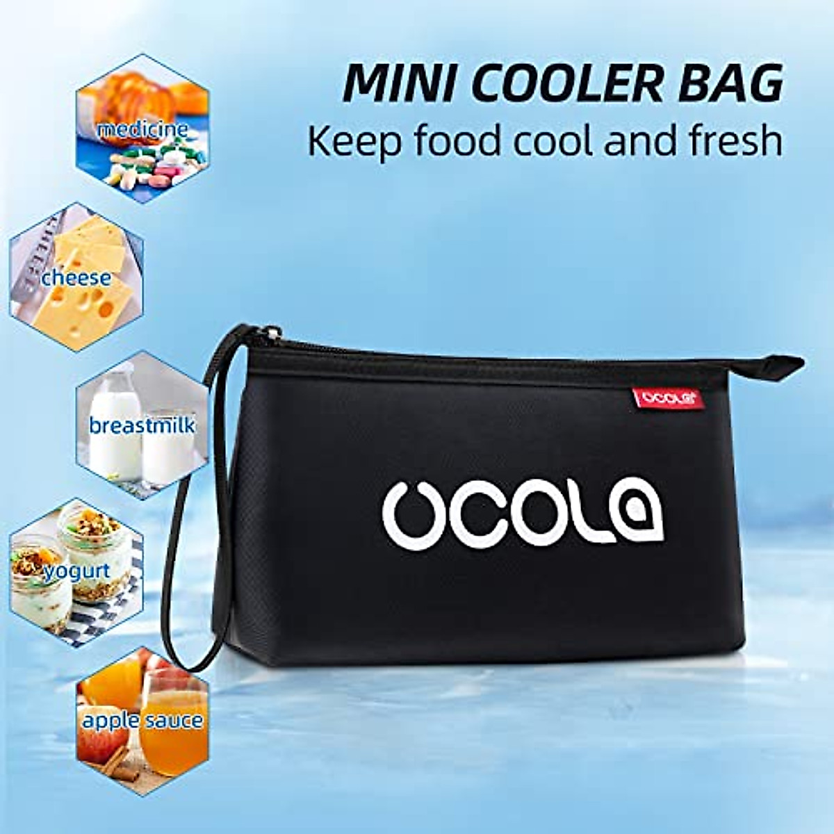 UCOLA Small Insulated Bag Freezable Snack Bag Small Cooler Bag Snack Bag Small Insulated Bag Sandwich Bag Frozen Lunch Bag, Freezable Snack Bag for Work Trips, Mini Lunch Bag Suitable for Yogurt.