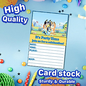 NATURAL BEHAVIOUR Set of 20 Playful Pup-Themed Happy Birthday Invitation Cards & Envelopes – Lightweight (240g), Postcard Style Invites for the Perfect Party Pack