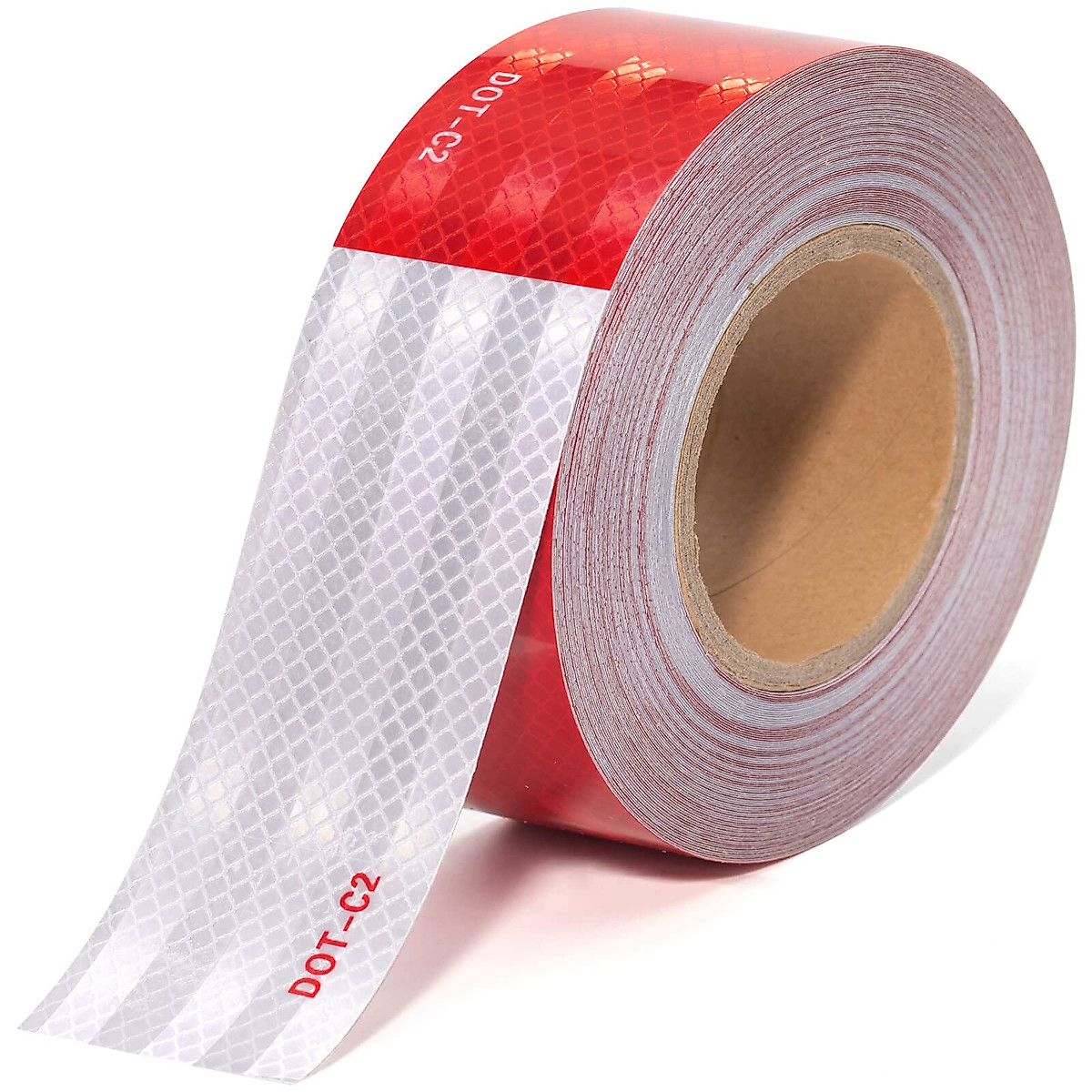 THKULKME DOT-C2 Reflective Tape 2 Inch X 100 Feet Red White Reflector Adhesive Conspicuity Outdoor Waterproof Tape for Trailers, Trucks, Vehicles, Driveway, Boats, Signs (100 FT)