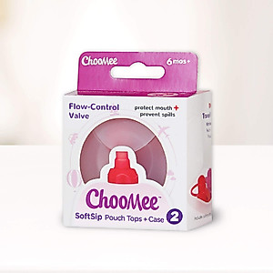 ChooMee SoftSip Food Pouch Tops | Red Purple + White Travel case | Prevent Spills and Protect Childs Mouth