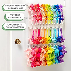 Ollirovey Metal 60 Hook 3ft Tall Headband Display and Headband Organizer for Girls Hair Bows Holds up to 240 Hair Accessories 4 per Hook - Hooks Adjustable - Wall Mounted