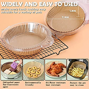 HOMYHOME Air Fryer Disposable Paper Liner, 50PCS Non-stick Disposable Air Fryer Paper Liners, Baking Paper for Air Fryer Oil-proof, Water-proof, Parchment for Baking Roasting Microwave (7.9inch)