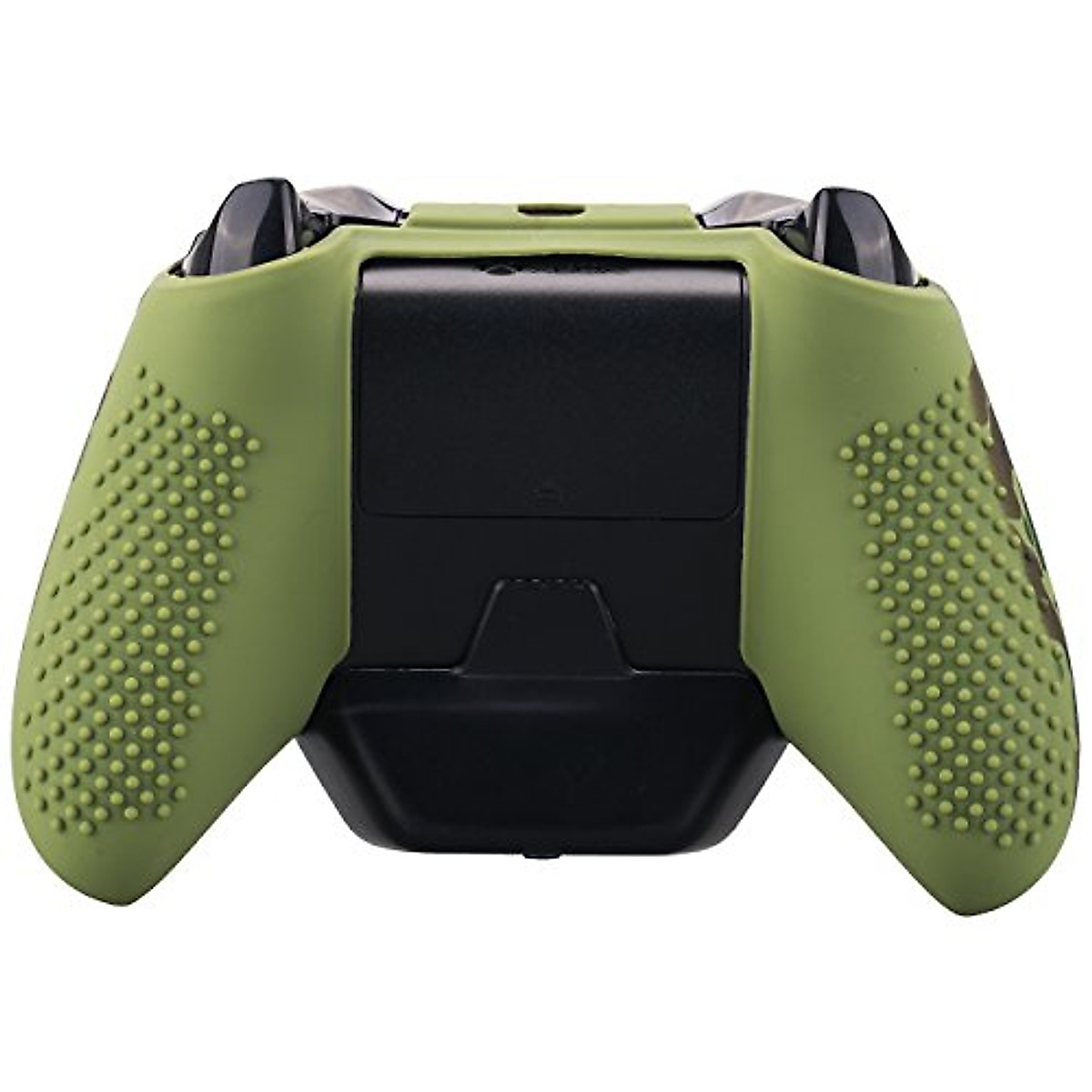 9CDeer Studded Protective Customize Transfer Printing Silicone Cover Skin Sleeve Case + 8 Thumb Grips Analog Caps for Xbox One/S/X Controller Dark Green Compatible with Official Stereo Headset