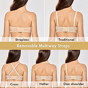 DELIMIRA Women's Underwire Contour Multiway Full Coverage Strapless Bra Plus Size Beige 46DD