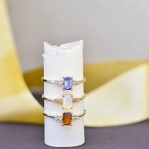 YoTreasure Healing Crystal Citrine & White Topaz 10kt Yellow Gold Engagement Ring