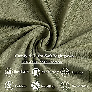 Sheighteen Nightgowns for Women Sexy Sleepwear Soft Sleeveless Chemise Full Slip Lingerie Sleepdress Olive Green